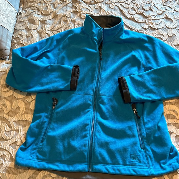 REI | Jackets & Coats | Rei Fleece Full Zip Jacket Women Teal Blue Long ...
